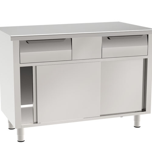 Workbench with sliding doors and 2 drawers - Primaer