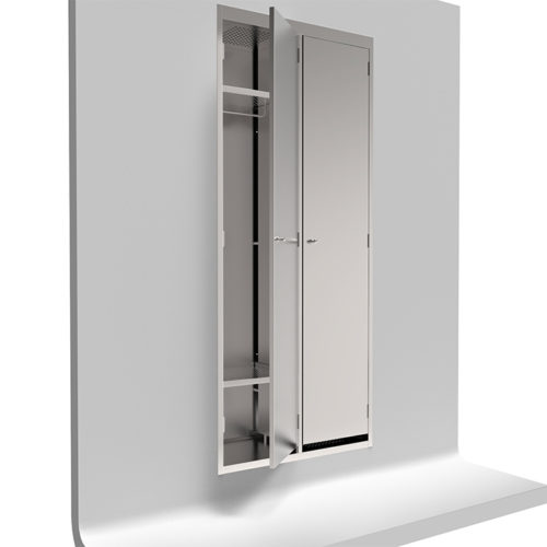 In-wall wardrobe lockers with upper or lower air flow and 1 module ...